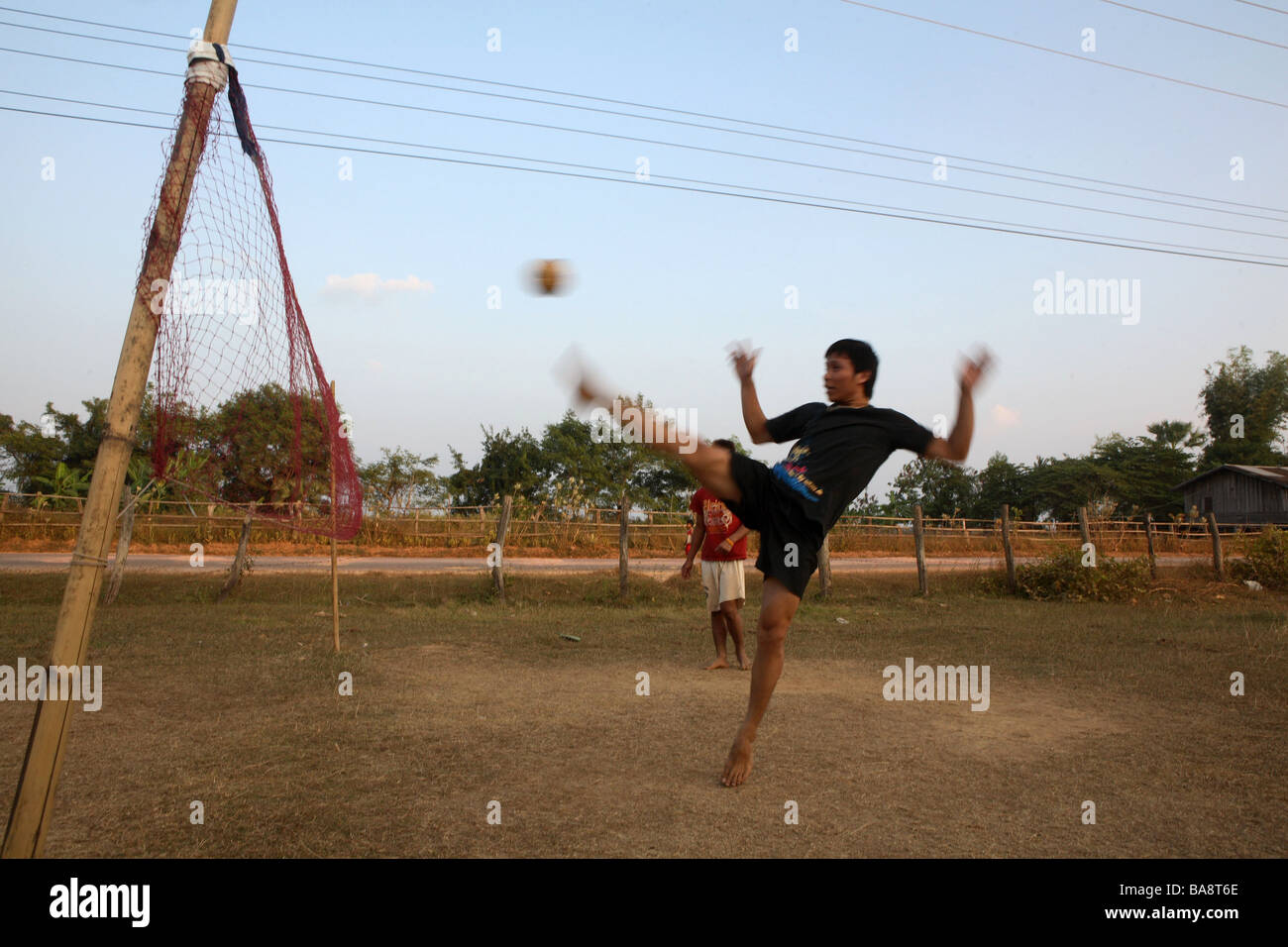 Laos : game of Sepak Takraw (kick volleyball Stock Photo - Alamy