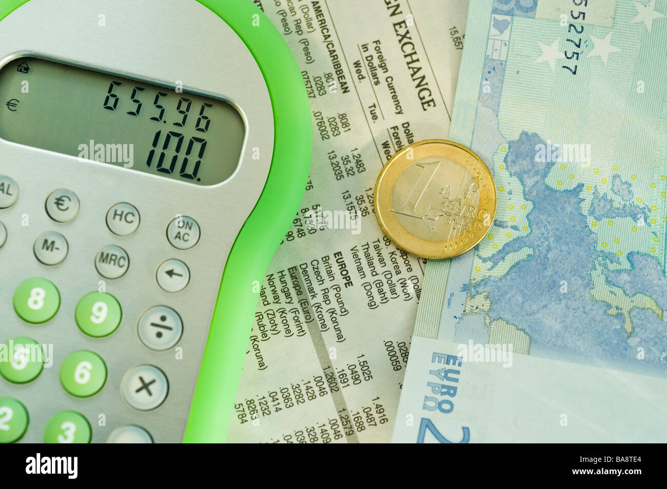 Calculator and euros Stock Photo - Alamy