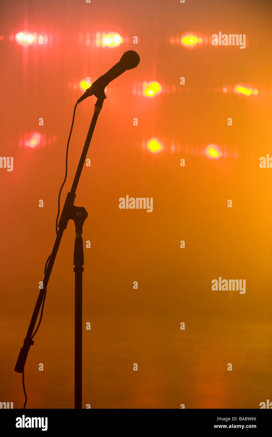 Microphone in nightclub Stock Photo - Alamy