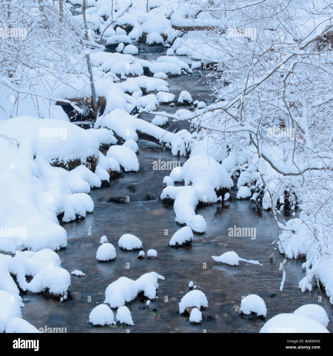 Snowy stream in winter Stock Photo - Alamy