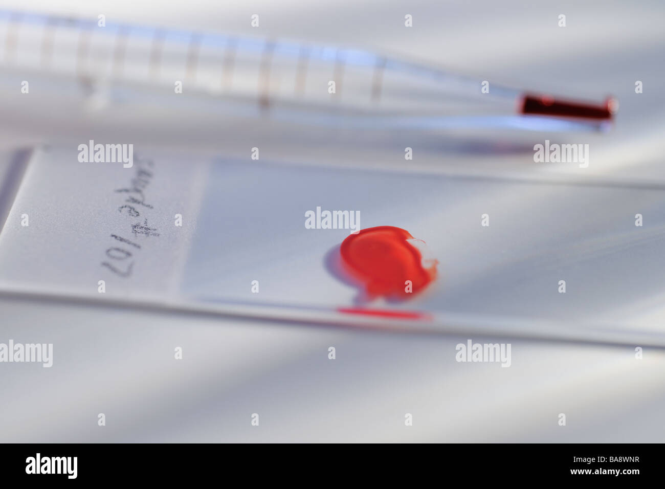 Drop of blood on slide Stock Photo - Alamy