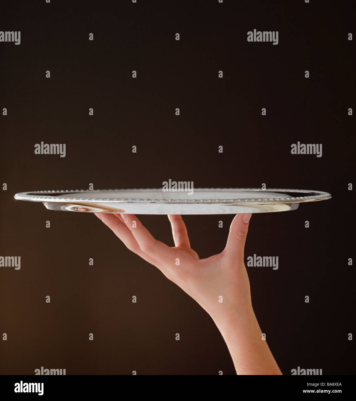 Silver serving platter hi-res stock photography and images - Alamy