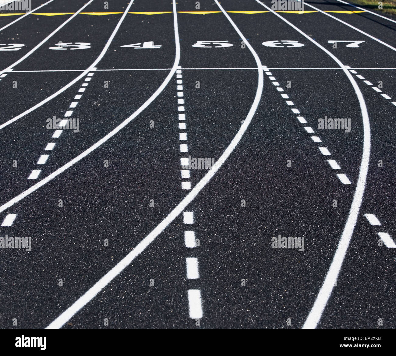 Lanes on running track Stock Photo - Alamy