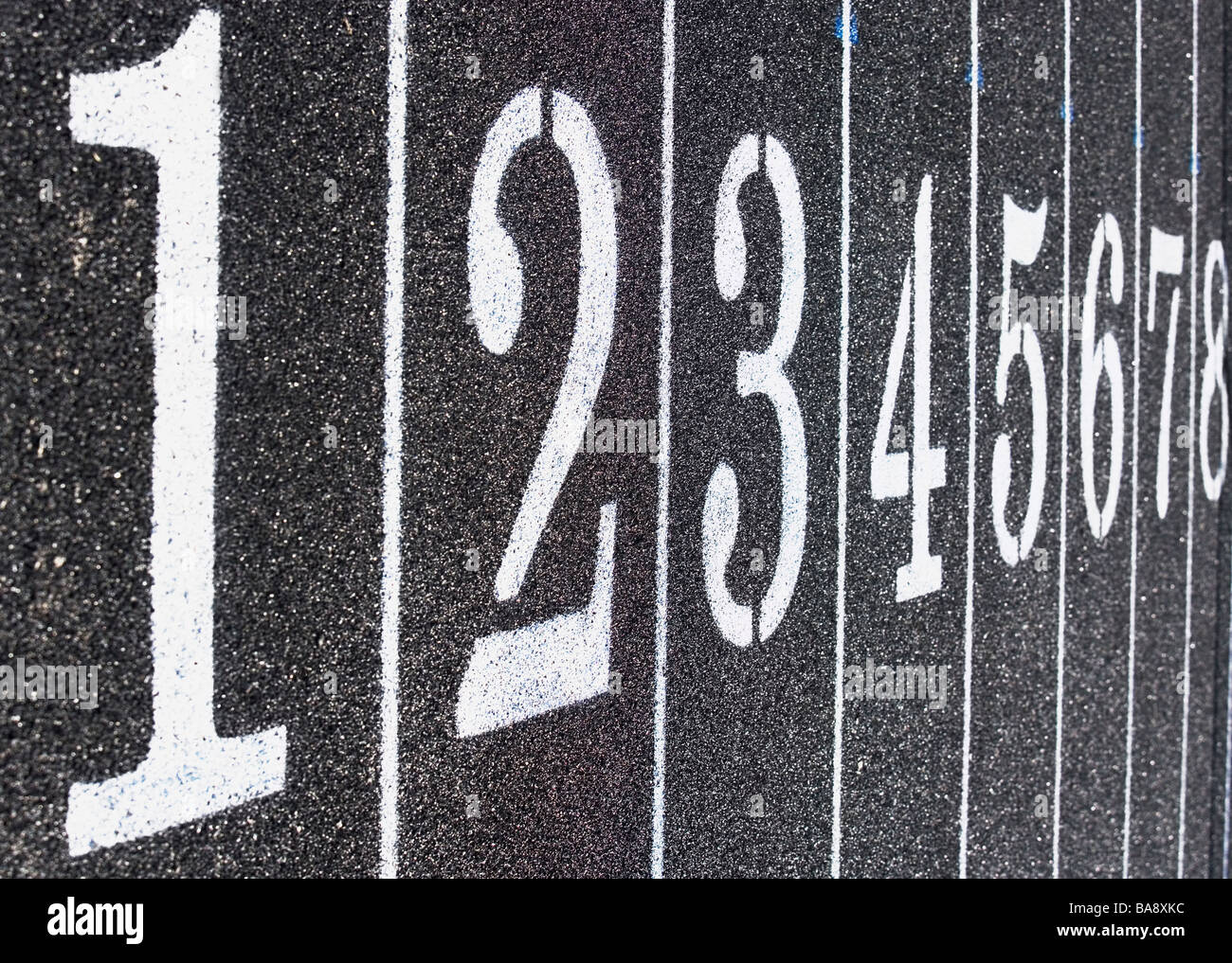 Lanes on running track Stock Photo - Alamy