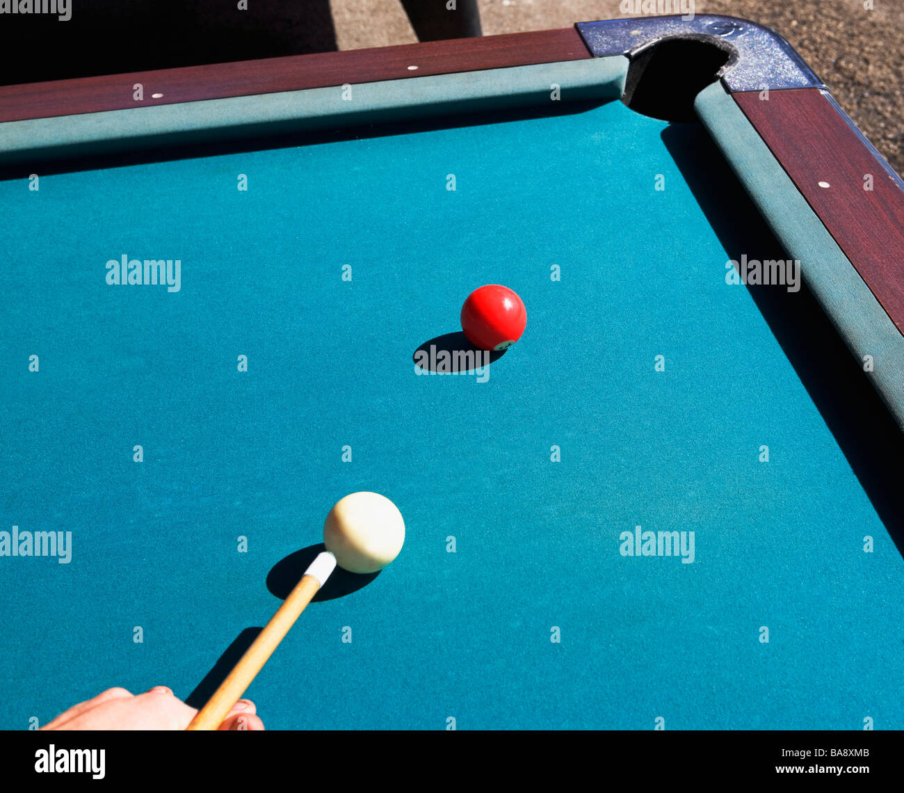 Person shooting pool Stock Photo - Alamy