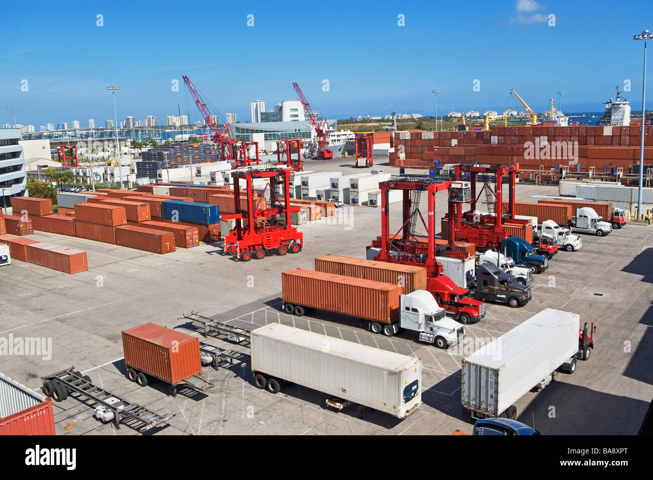 Shipping containers at dock Stock Photo - Alamy