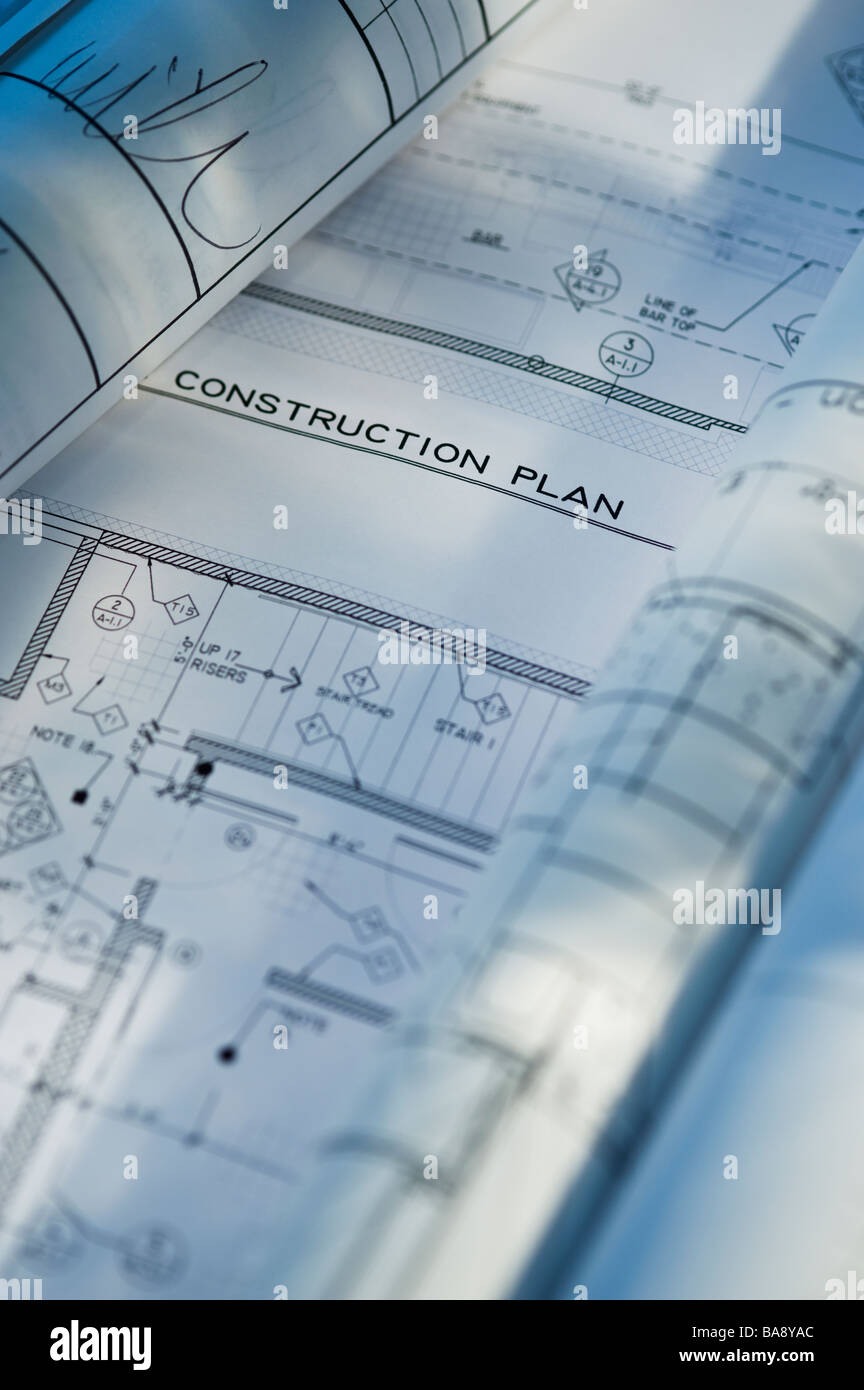 Close up of blueprints Stock Photo - Alamy