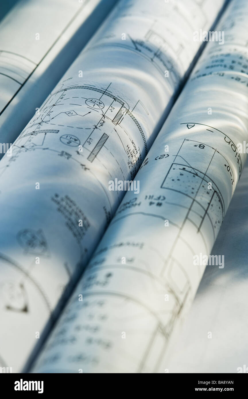 Close up of blueprints Stock Photo - Alamy