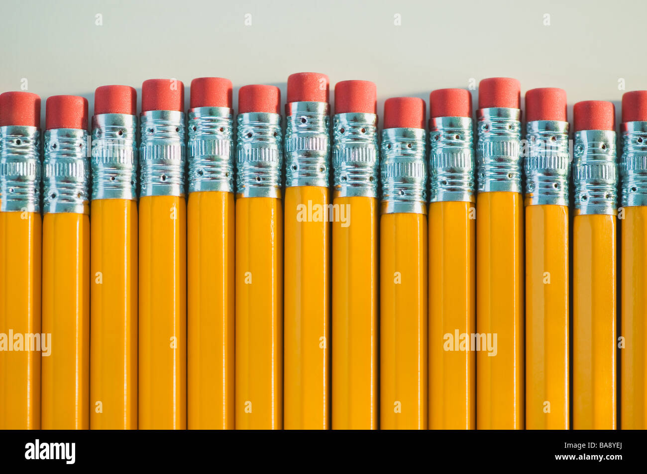 Row of pencil erasers Stock Photo - Alamy