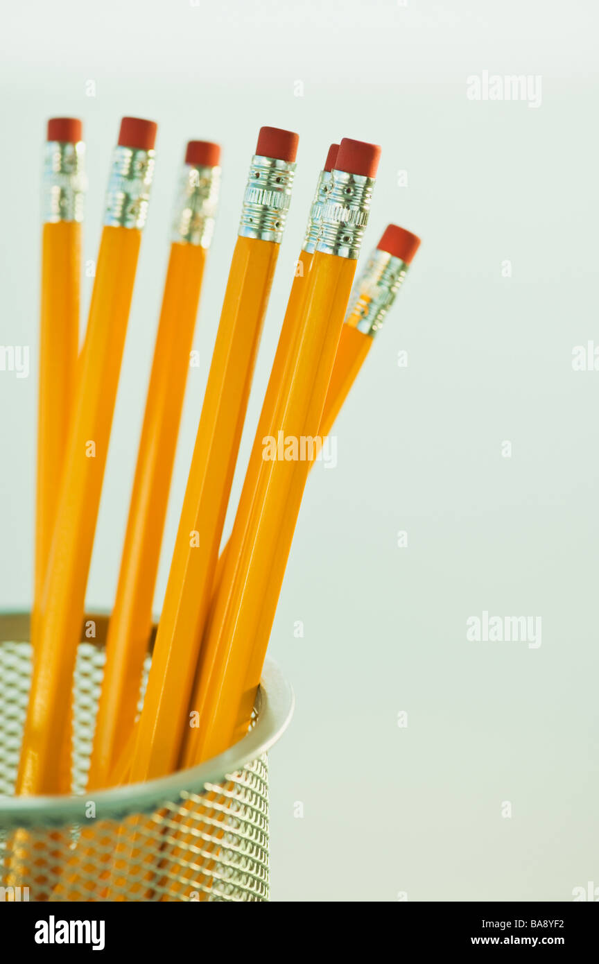 Pencils in container Stock Photo - Alamy