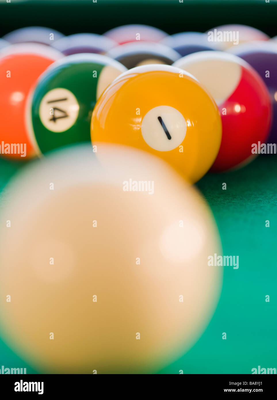 Pool balls in a row Stock Photo - Alamy