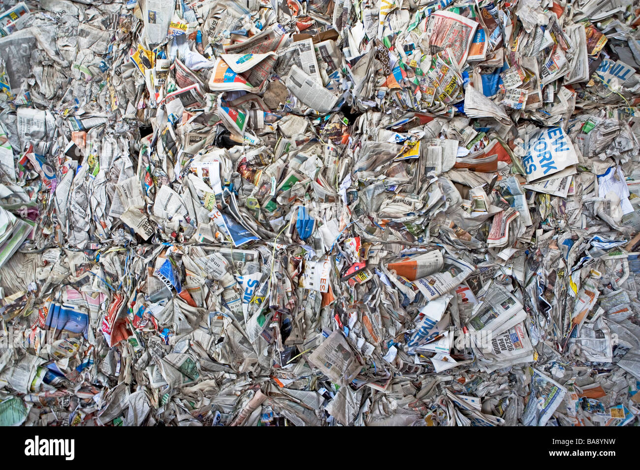 Bundles of paper at recycling plant Stock Photo - Alamy