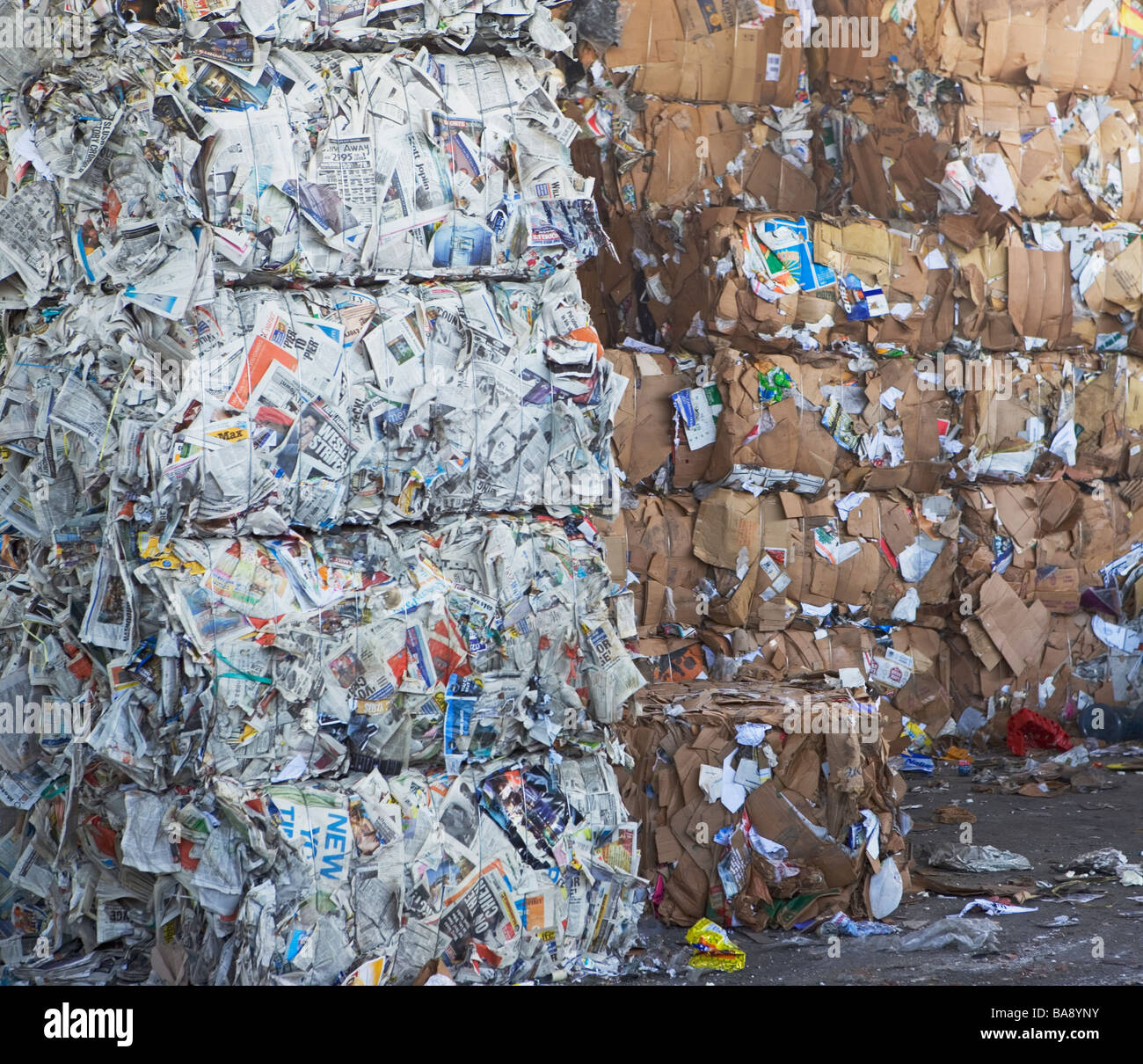 Bundles of paper at recycling plant Stock Photo - Alamy
