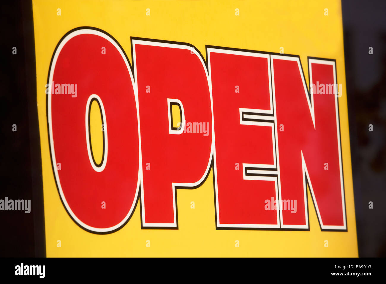 Open front sign hi-res stock photography and images - Alamy