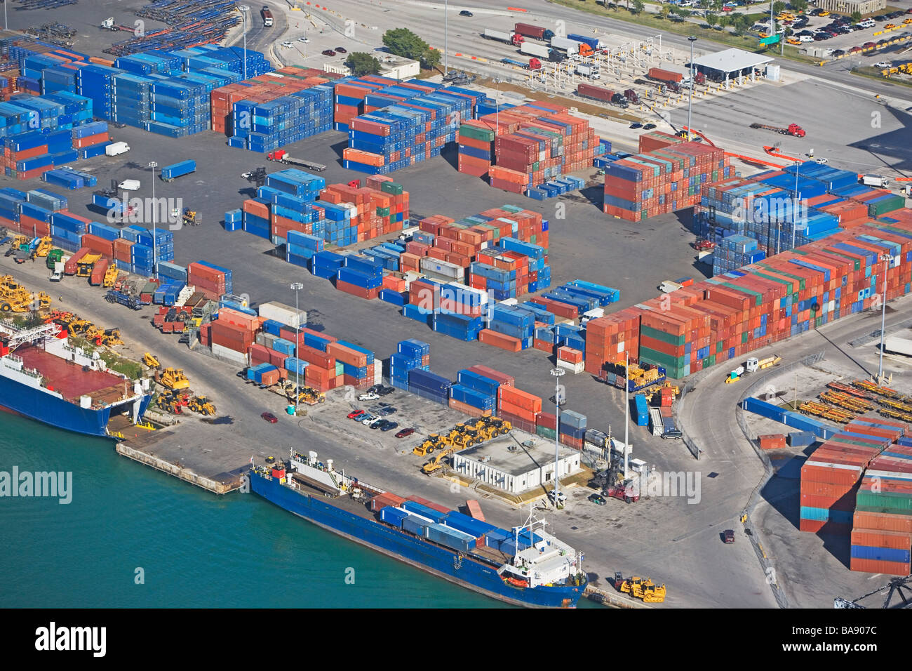 Aerial view of shipping containers Stock Photo - Alamy