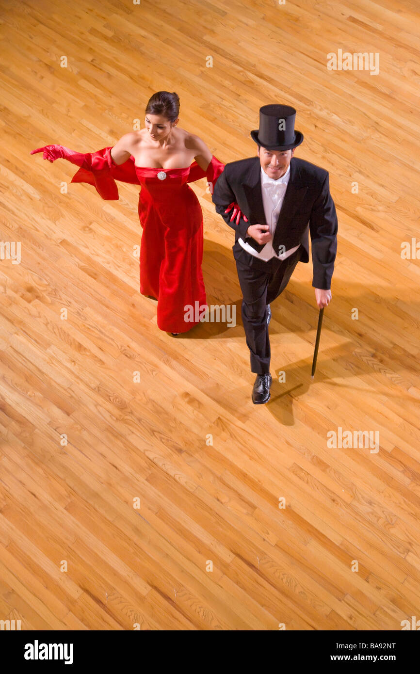 High angle view of elegant multi-racial couple ballroom dancing Stock ...