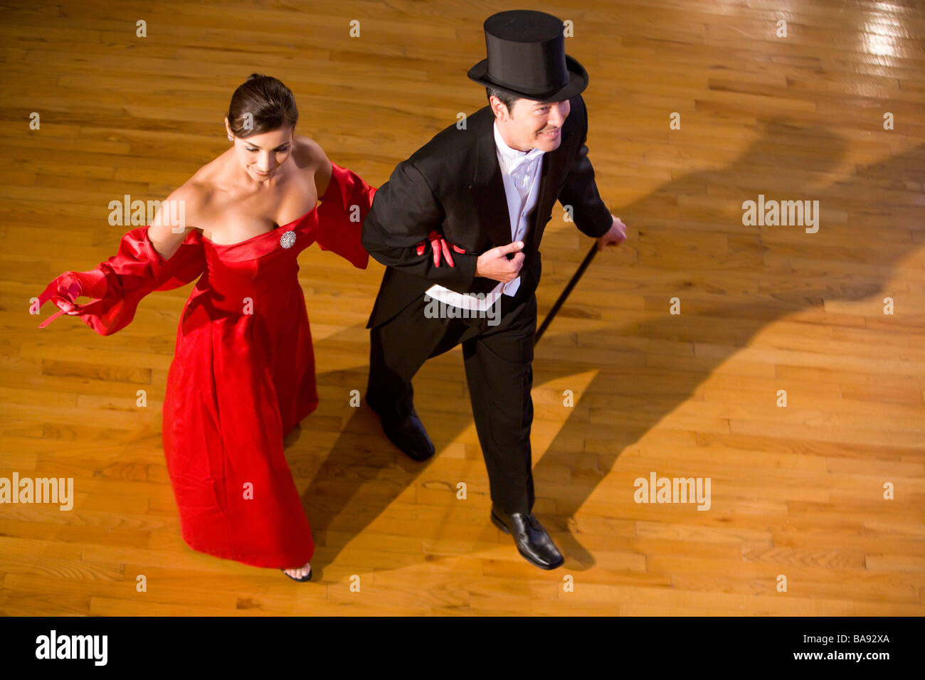 High angle view of elegant multi-racial couple ballroom dancing Stock ...