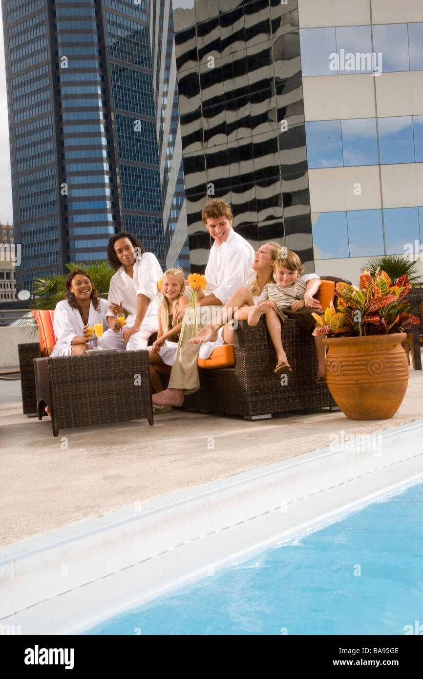 Diverse family swimming in pool hi-res stock photography and images - Alamy