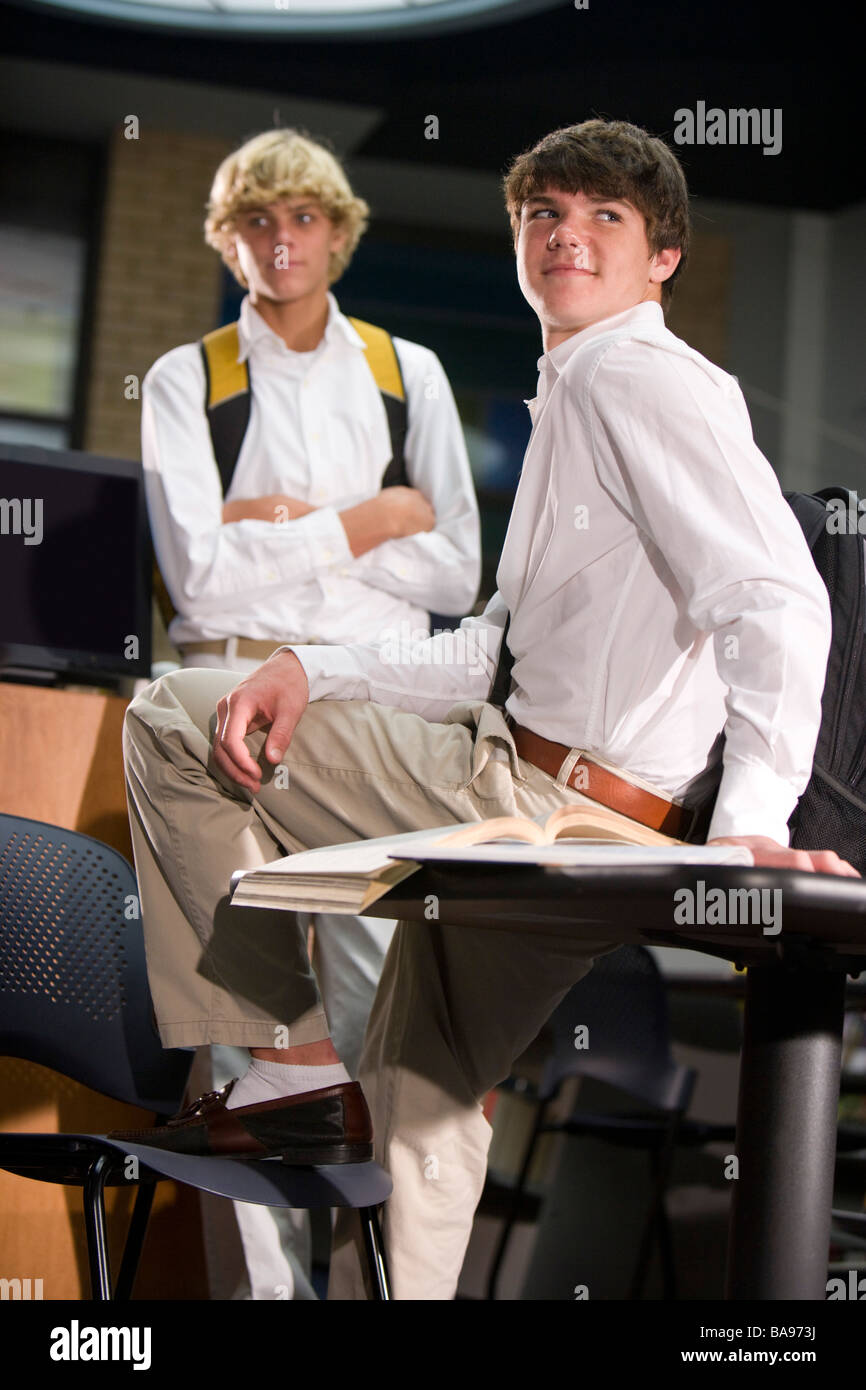 Two high school students in library Stock Photo - Alamy