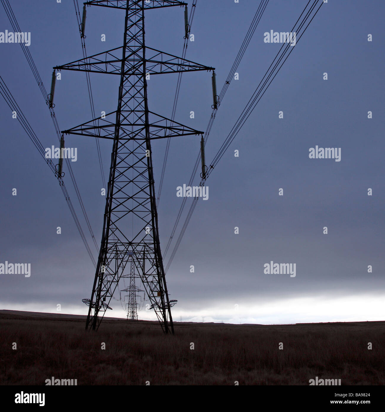 Power Lines near Llangynidyr, Brecon Beacons Stock Photo - Alamy