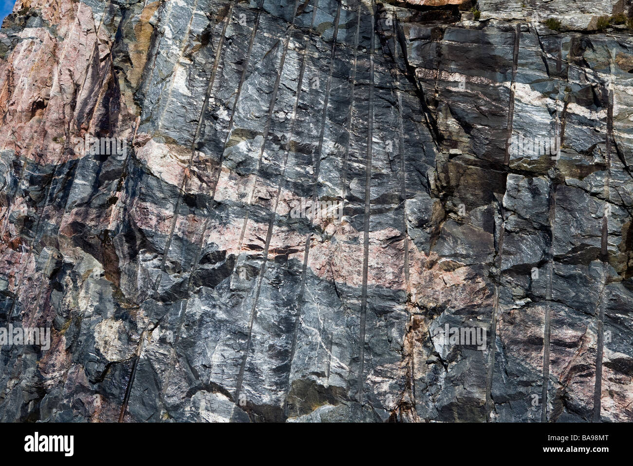 Rock Blasting Scars A838 Wester Ross Highlands Scotland Stock Photo - Alamy