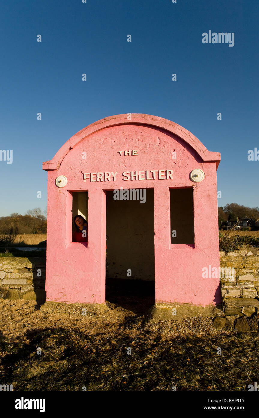 The Little Pink Ferry building on the river Hamble in Hampshire on the ...