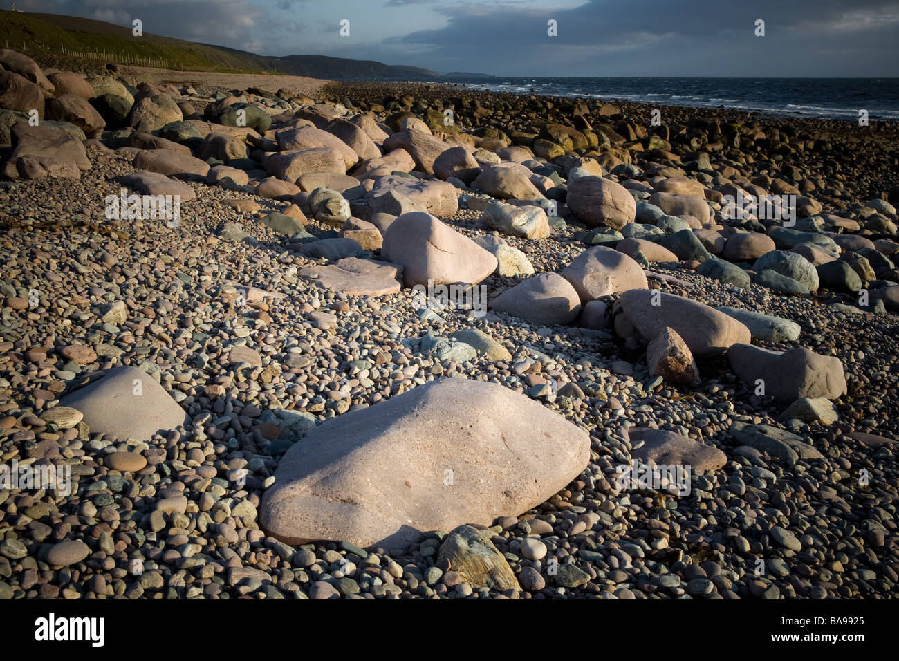 Boulders on Melvaig beach Wester Ross Highlands Scotland Stock Photo ...