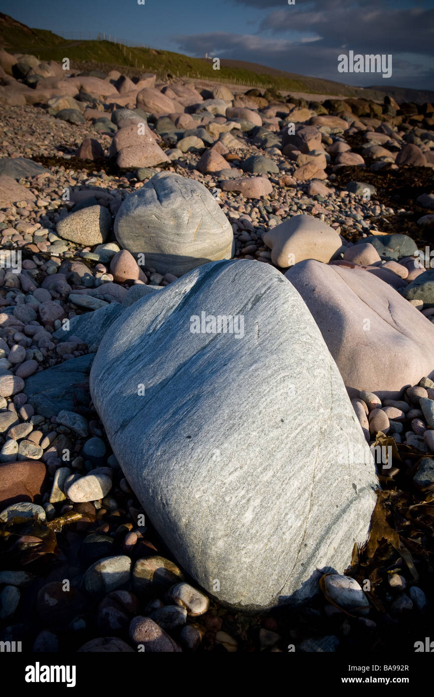 Boulders on Melvaig beach Wester Ross Highlands Scotland Stock Photo ...