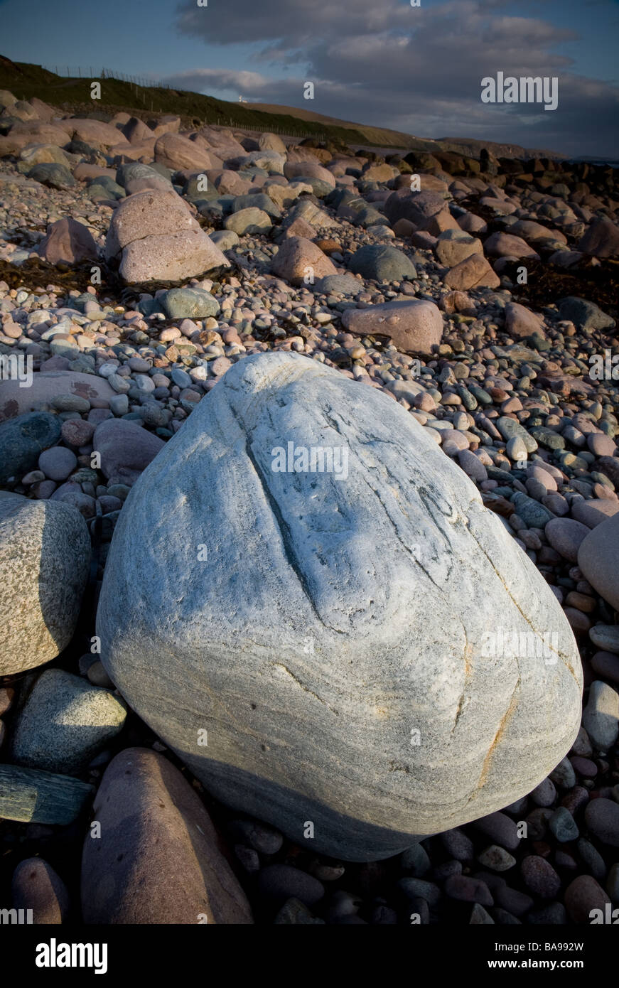 Boulders on Melvaig beach Wester Ross Highlands Scotland Stock Photo ...