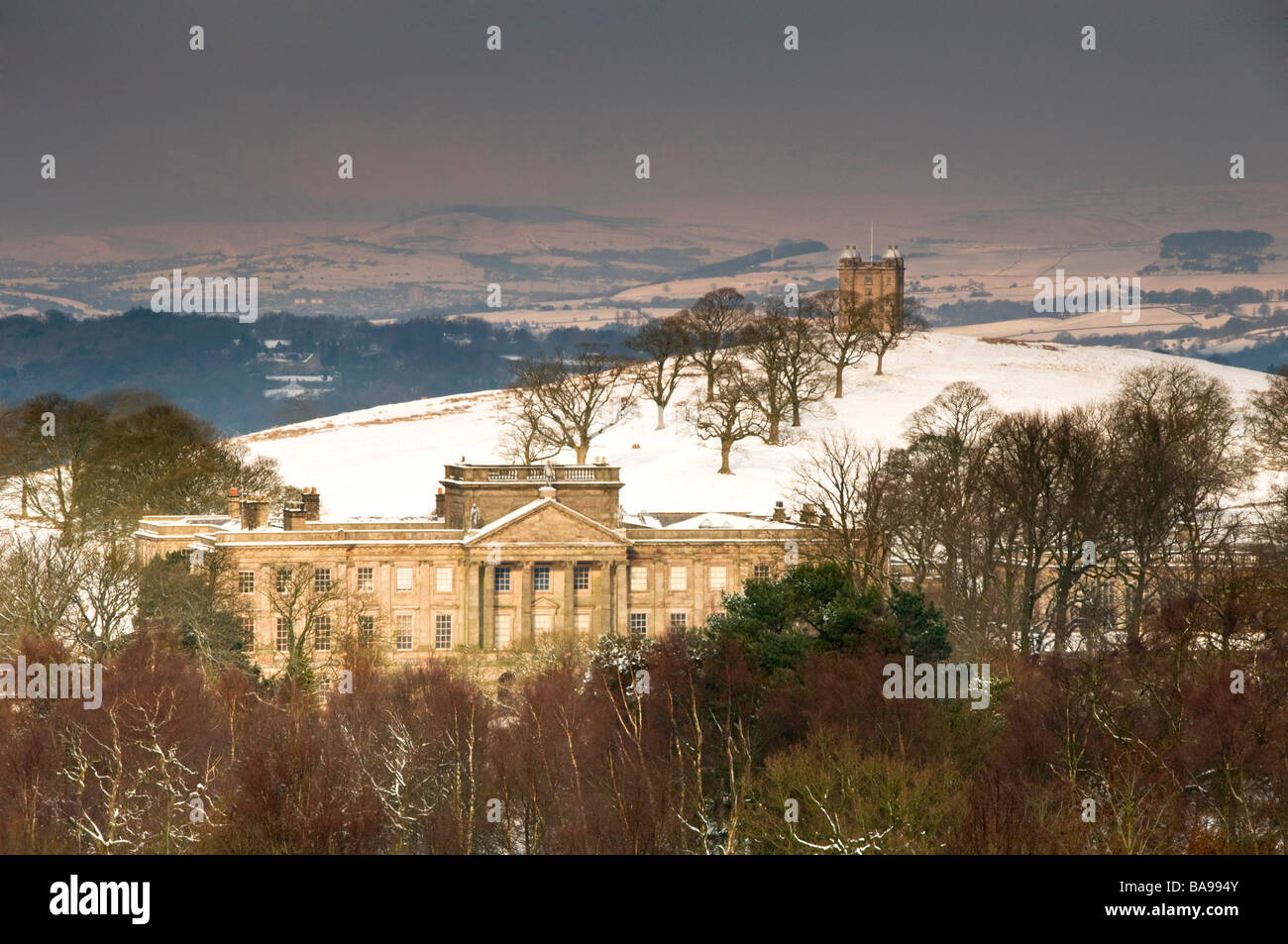 Lyme Hall & The Cage in Winter, Lyme Park, Near Disley, Cheshire ...