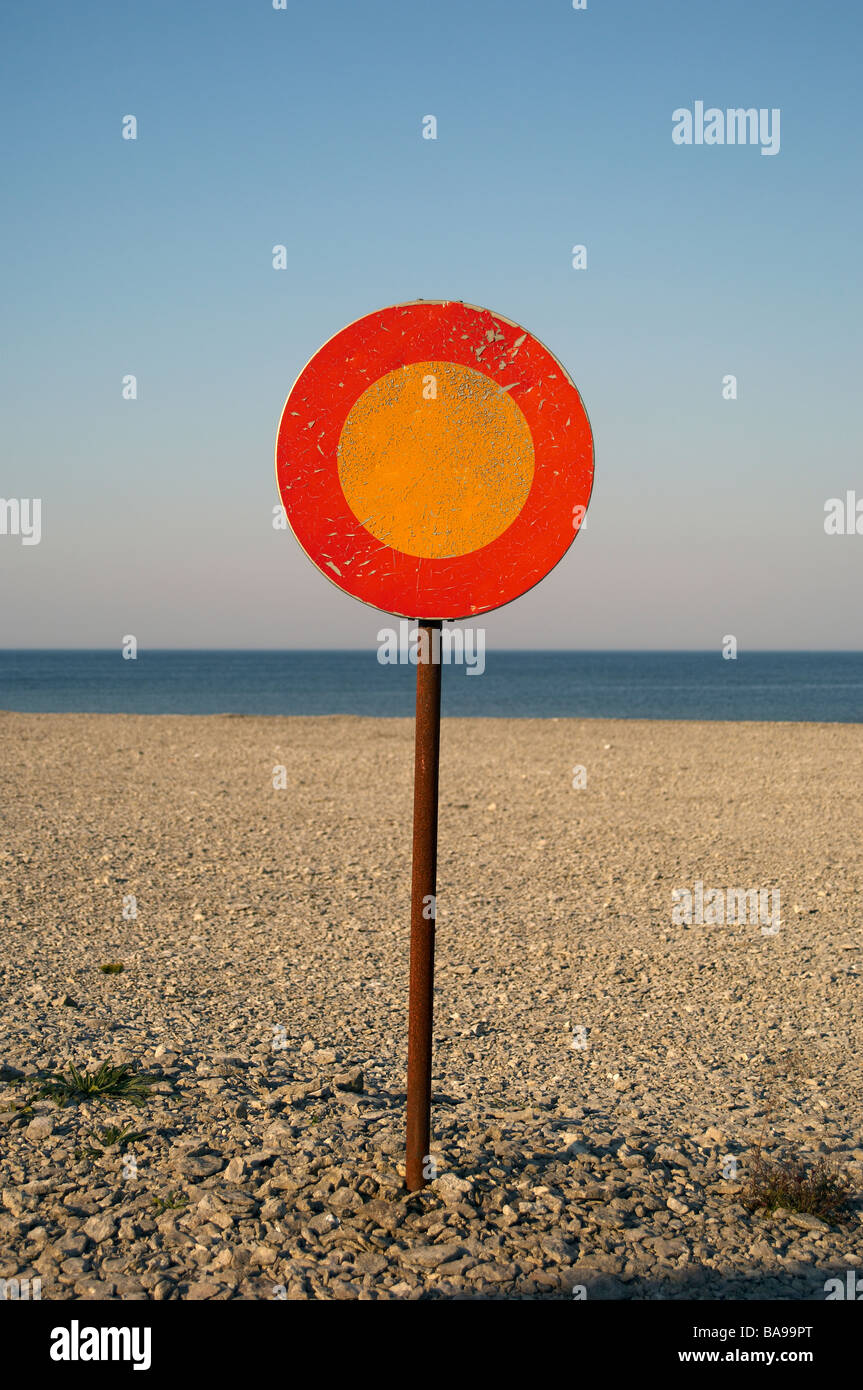 A trafic sign on a beach, Sweden Stock Photo - Alamy