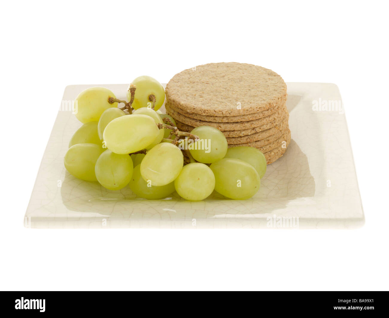 Fresh Ripe Sweet Green Grapes With Healthy Oatcake Biscuits Isolated ...