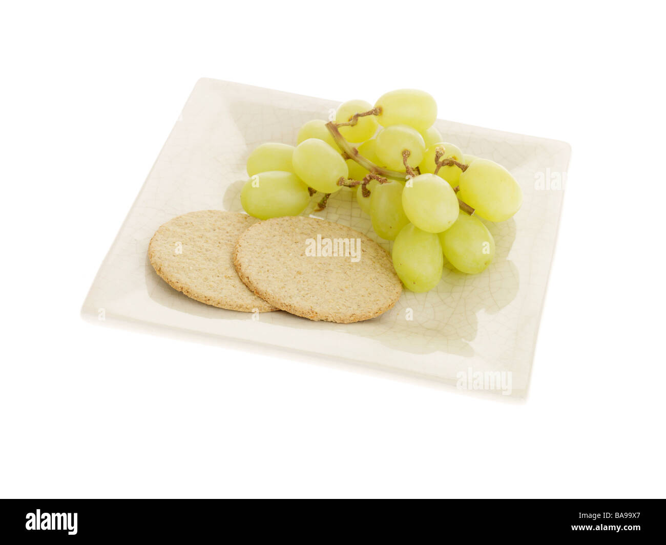 Fresh Ripe Sweet Green Grapes With Healthy Oatcake Biscuits Isolated ...