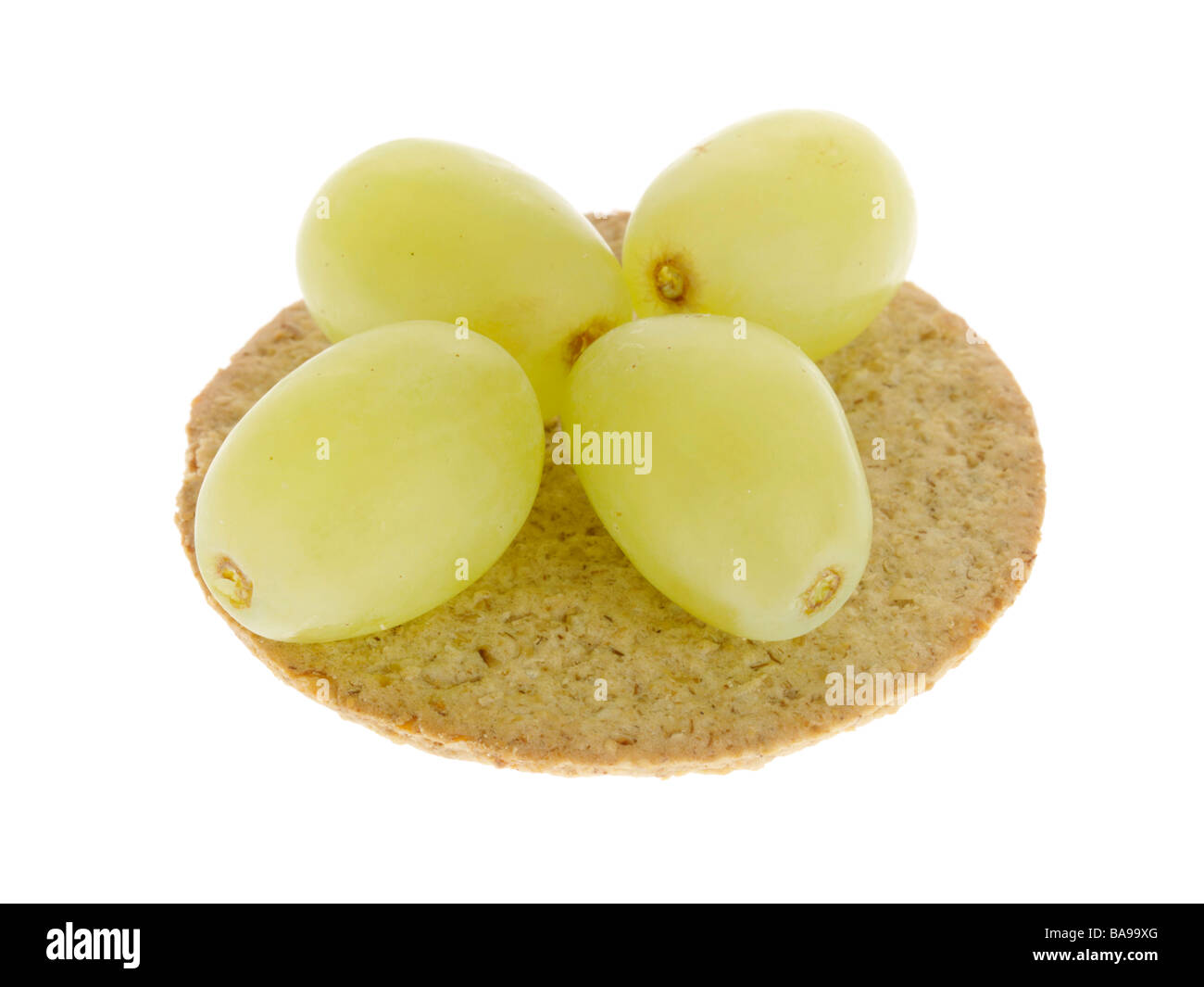 Fresh Ripe Sweet Green Grapes With Healthy Oatcake Biscuits Isolated ...