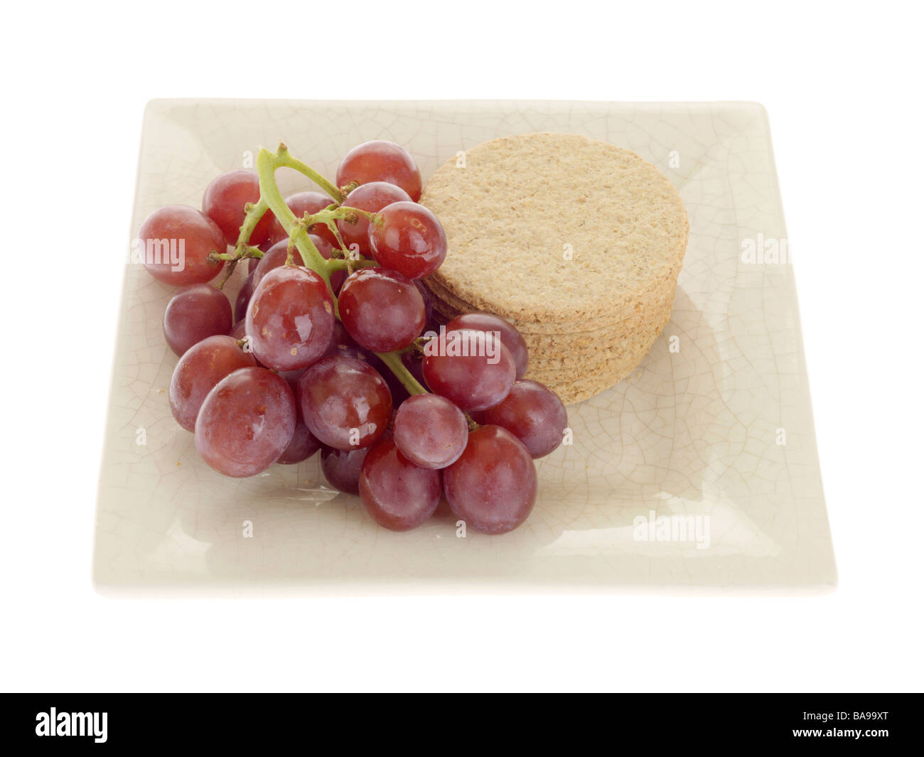 Fresh Health Seedless Red Grapes With Oatcake Biscuits Isolated Against ...