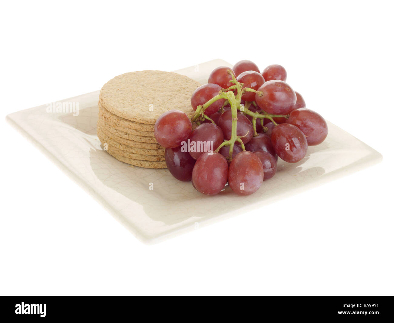 Fresh Health Seedless Red Grapes With Oatcake Biscuits Isolated Against ...