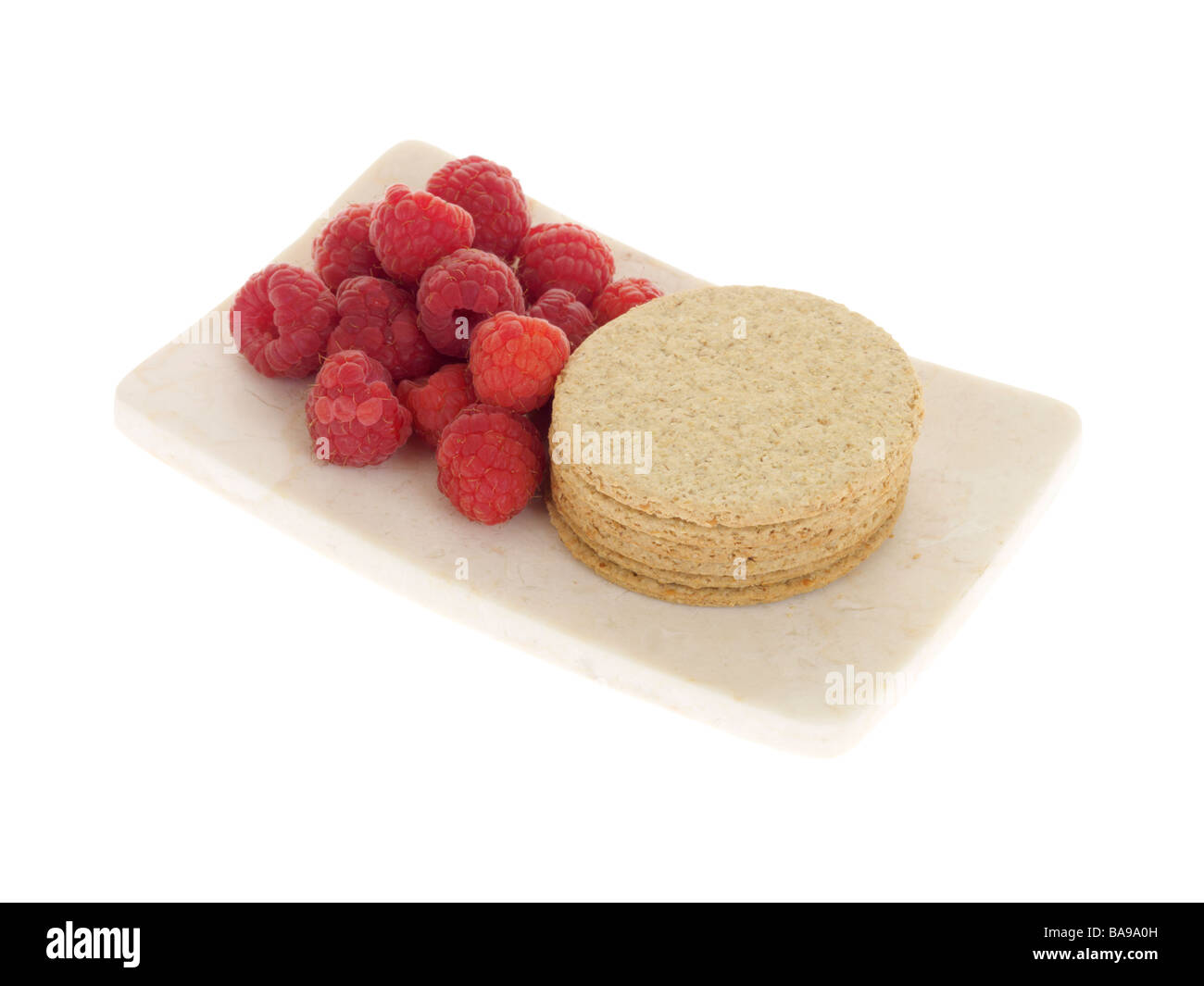 Healthy FreshRipe Summer Raspberries With Thin Crispy Oatcake Biscuits ...
