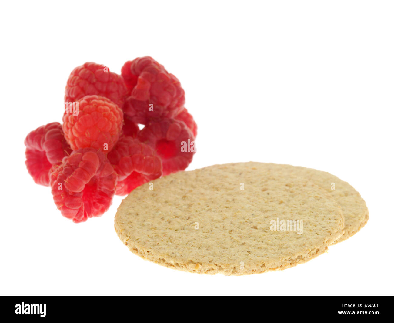 Healthy FreshRipe Summer Raspberries With Thin Crispy Oatcake Biscuits ...