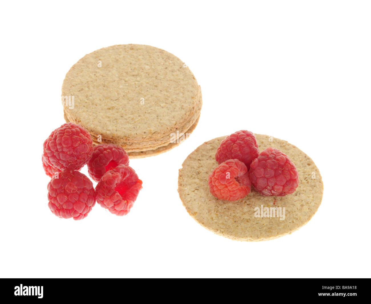 Healthy FreshRipe Summer Raspberries With Thin Crispy Oatcake Biscuits ...