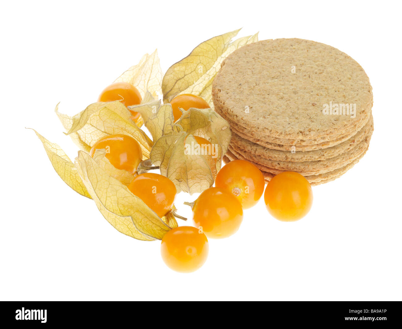 Fresh Healthy Ripe Orange Physalis Fruit With Thin Crispy Oatcake ...