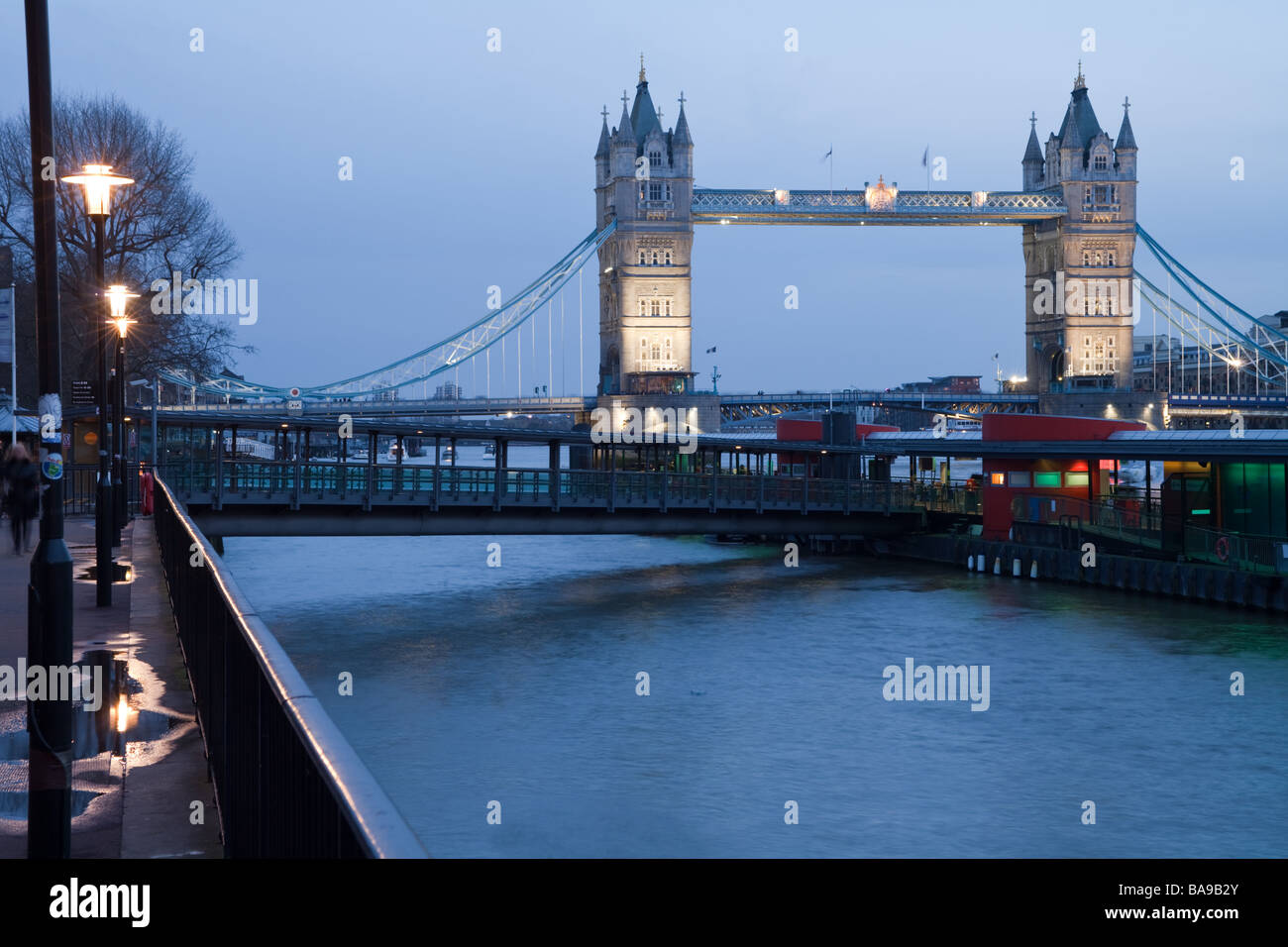 Tower Bridge and Tower Millennium Pier London at dusk Stock Photo - Alamy