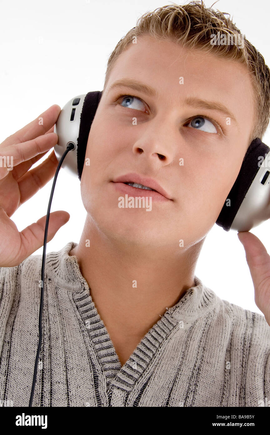 close up of man with headset Stock Photo - Alamy