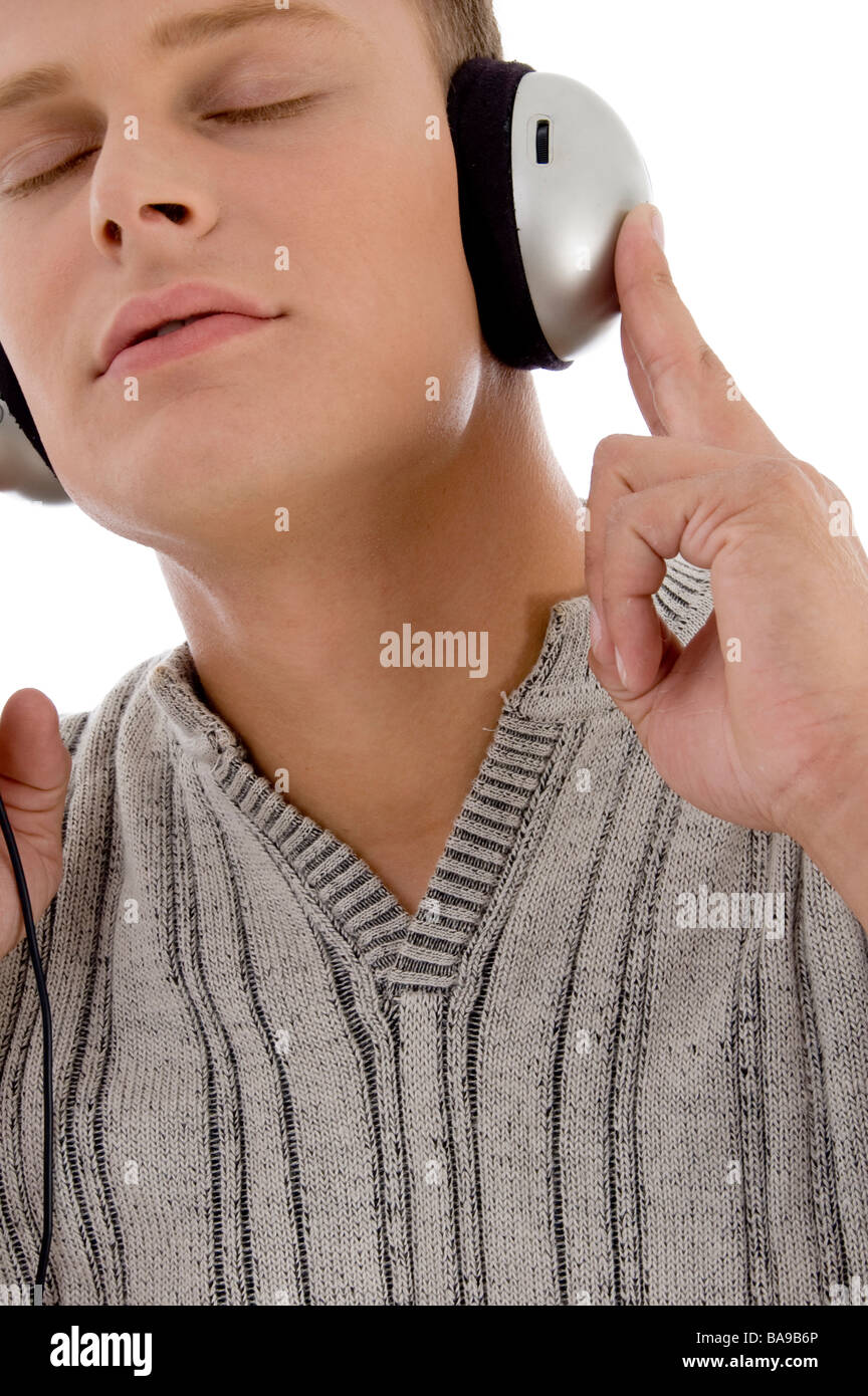 handsome guy enjoying music Stock Photo - Alamy