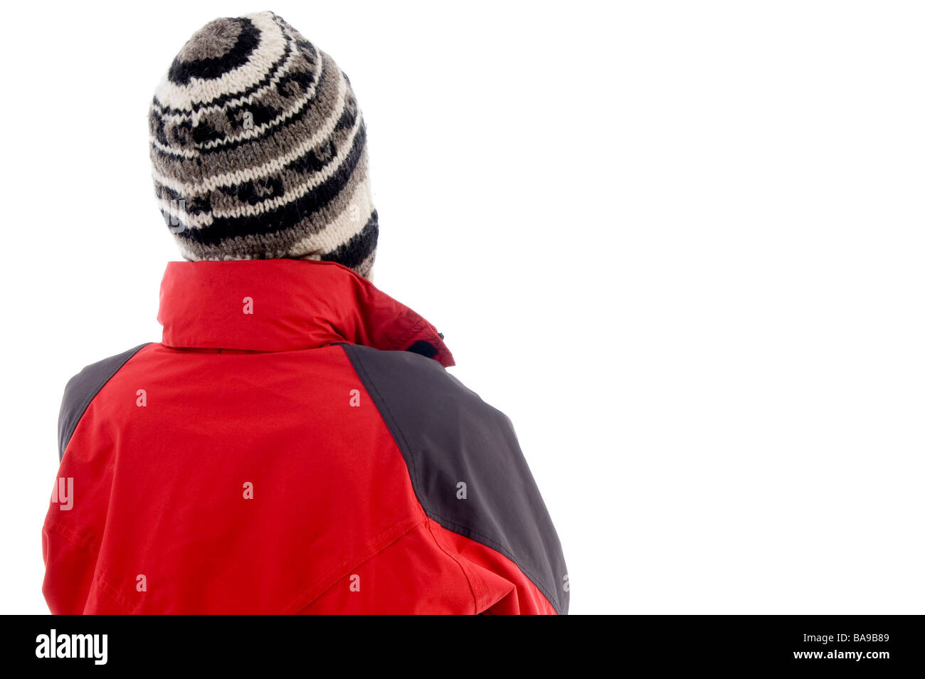 back pose of young guy in winter cap Stock Photo - Alamy