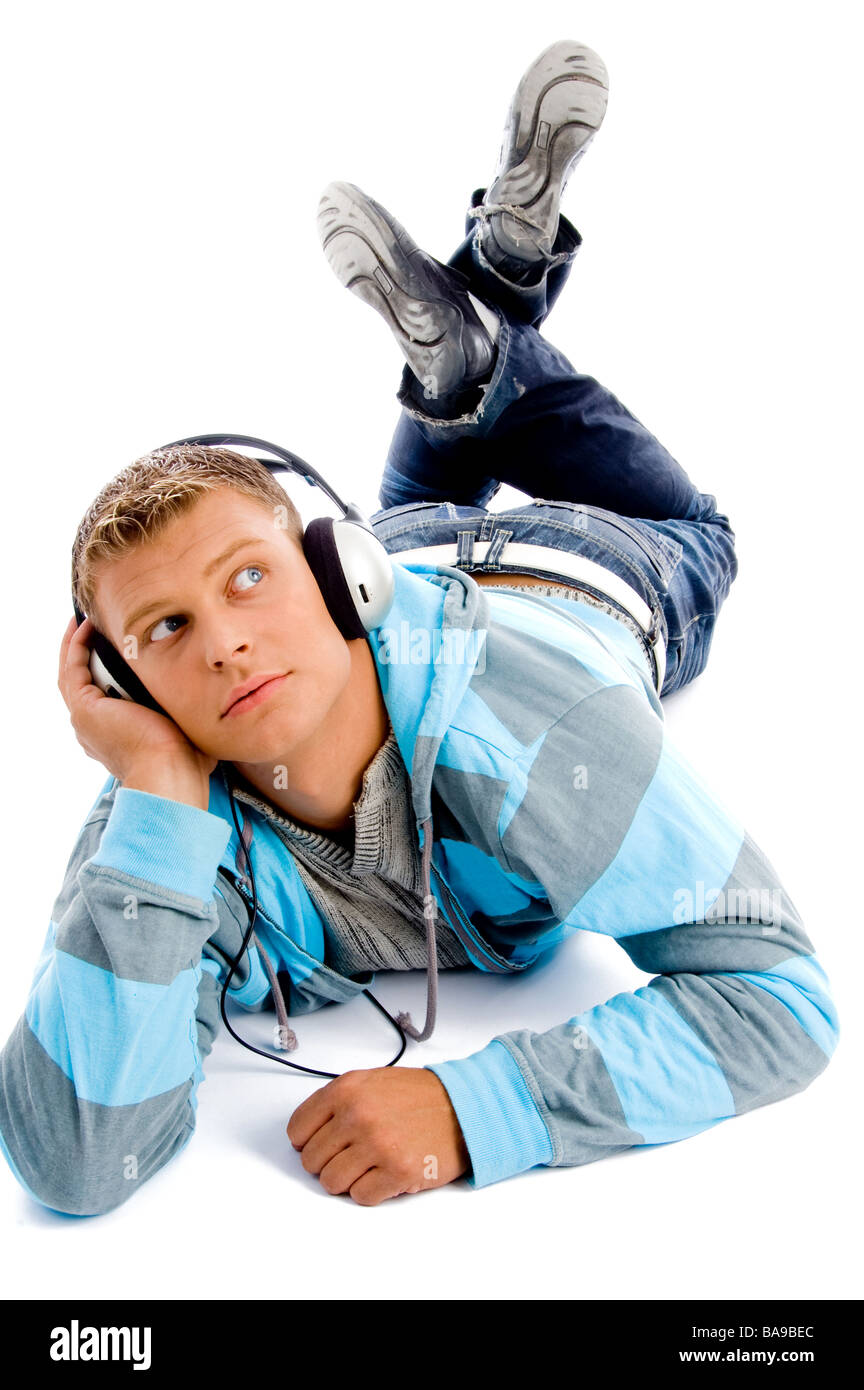 stylish guy posing with headphones Stock Photo - Alamy