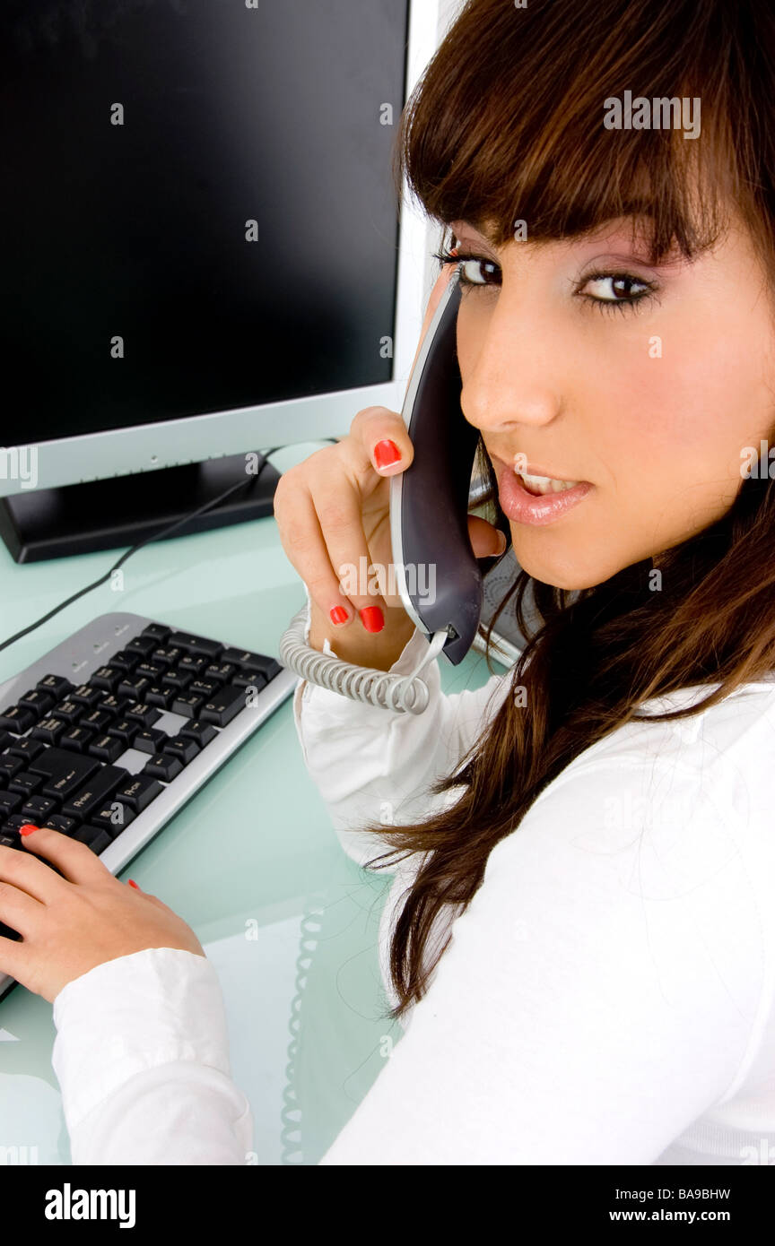side view of working woman Stock Photo - Alamy