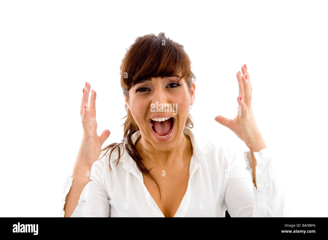 front view of frustrated female attorney Stock Photo - Alamy
