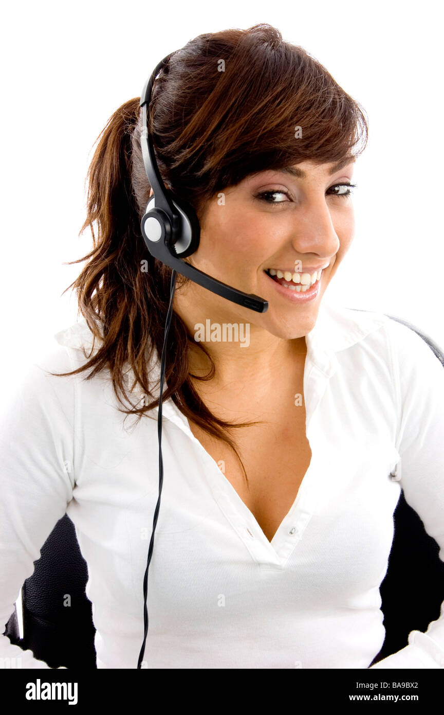 front view of cheerful service provider Stock Photo - Alamy