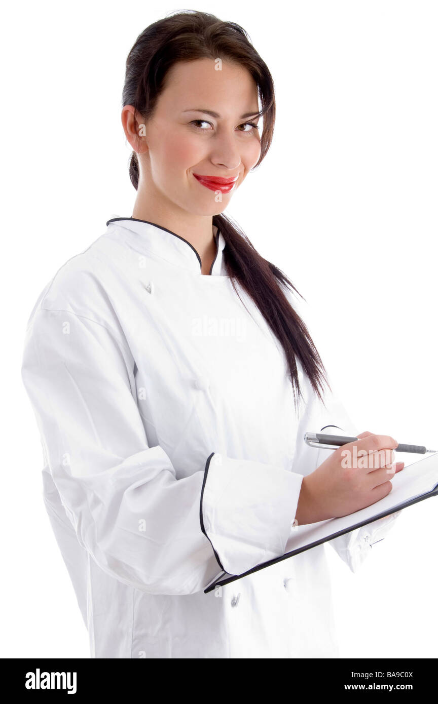 young chef with clipboard Stock Photo - Alamy