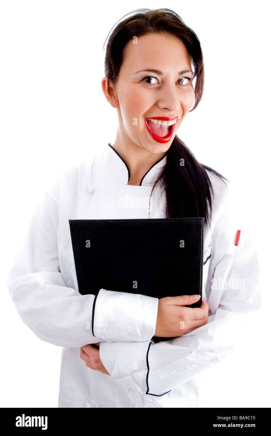 happy chef with menu Stock Photo - Alamy